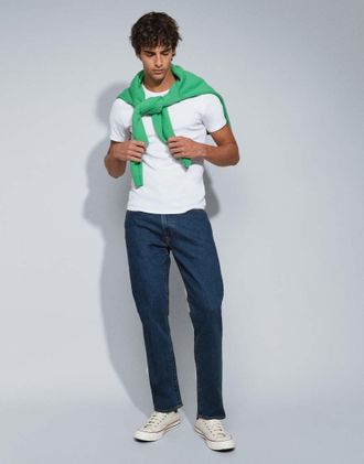 Abercrombie & Fitch 90s Straight Fit Jeans in Indigo-Blau-Waschung