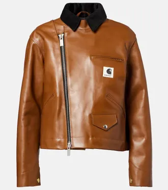 sacai x Carhartt - Veste en cuir asymétrique