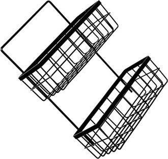 Garneck Wandmontiertes Eisen Aufbewahrungsregal Doppelst&ouml;ckig Multifunktional K&uuml;che Bad Ohne Bohren Schwarzes Metallkorb