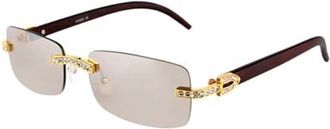 Generic Lunettes de soleil vintage sans monture en strass populaires en métal diamant pour hommes pour femmes, lunettes de soleil de luxe unisexes 2026