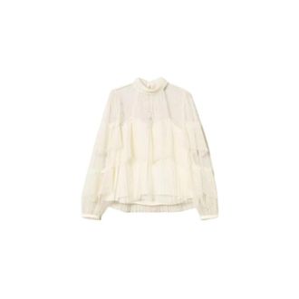 Twinset Ger&uuml;schte Spitzenbluse - - Blouses & Shirts - Damen - Wei&szlig; - L