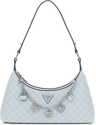 Guess Damen Everlee Top Zip Shoulder Bag Umhängetasche, Blau-Misty Blue
