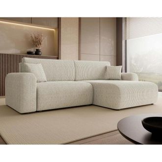 Best Mobilier Naomi - canap&eacute; dangle r&eacute;versible 4 places convertible avec coffre en velours c&ocirc;tel&eacute;
