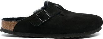 Birkenstock Boston Shearling Suede Leather Slippers