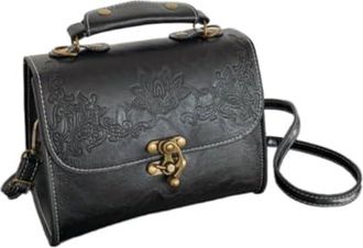 Generic Sac à bandoulière pour femme avec poignée sur le dessus - Style vintage, noir