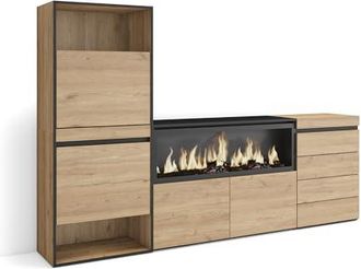 Skraut Home | Schuhregal, Schuhschrank | Schuhaufbewahrung | 224x145x35 cm | F&uuml;r Schlafzimmer, Zimmer | Elektrokamin XXL | Kommode mit Schubladen | Moderner Stil 