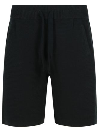 Laneus Black Cotton Bermuda Shorts