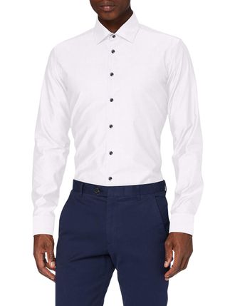 Seidensticker Herren X-Slim Langarm Uni Popeline Business Hemd, Wei&szlig;, 36