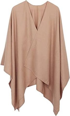 Generic Écharpe dextérieur pour femme - Couverture - Cardigan - Ouvert à lavant - Élégant poncho - Cape - Pince, kaki, taille unique