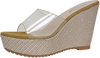 Generic Sandales espadrilles pour femme - Sandales compens&eacute;es d&eacute;contract&eacute;es - Tendance - Sandales transparentes &eacute;l&eacute;gantes &agrave; bout ouvert - Chaussures de marche