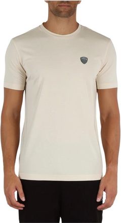 Emporio Armani Emporio Armani Ea7, Homme, Tops, Beige, Taille: M T-shirt en viscose avec logo patch