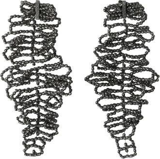 Brunello Cucinelli Femme, Accessoires, Noir, Taille: ONE Size Sculptured Design Earrings