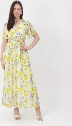 Elara Maxikleid Damen Maxikleid aus Chiffon mit floralem Blumenmuster und V-Auschnitt