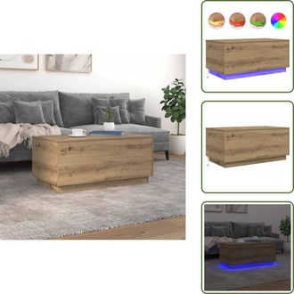 vidaXL Couchtisch mit LED-Leuchten Artisan-Eiche 90x50x40 cm - Couchtisch - Couchtische - Beistelltisch - Sofatisch