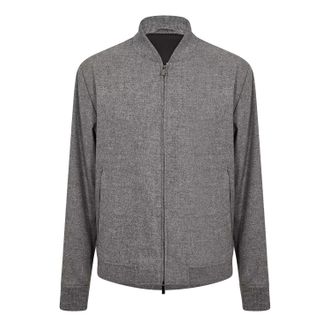 HUGO BOSS Bomberjacke f&uuml;r Herren, Gerippter &Auml;rmelaufschlag, Regul&auml;r (Silber)