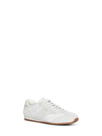 Prada Mens White Re-Nylon And Suede Sneakers Recycled Polyamide Trainers
