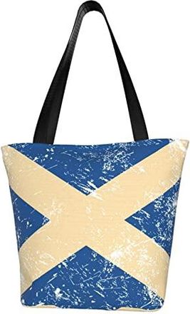 AOOEDM Ecosse Retro Flag Tote Bag Femmes Capacit&eacute; &Eacute;paule &Eacute;picerie Sacs
