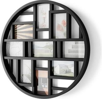 Umbra Luna Bilderrahmen Collage für 9 Fotos - Runde Fotowand für neun 10 x 15 cm Bilder, Fotos, Illustrationen, Grafiken und Mehr, Schwarz
