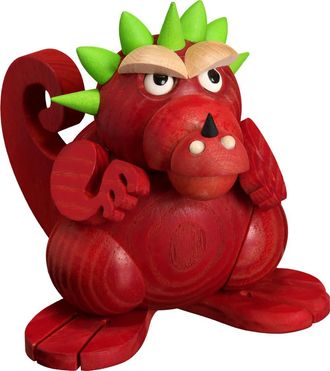 Seiffener Volkskunst | Kugelräucherfigur 11 cm | Räucherdrache | Räuchermännchen | Original Erzgebirge | 19064 | Junior Halbstark