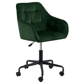 AC Design Furniture Bentley Schreibtischstuhl, H: 88,5 x B: 59 x T: 58,5 cm, Grün/Schwarz, Samt/Metall, 1 Stk