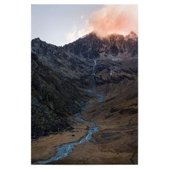artboxONE Poster 150x100 cm natur Natur Der Weg zum Feuer hochwertiger Design Kunstdruck - Bild berge fluss gipfel