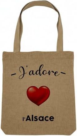 Fabulous Sac Shopping Tote Bag Aspect Lin - Jadore LAlsace Region de France Strasbourg - Sac de Courses Toile Epaisse 360g Beige Naturel Cabas Port&eacute; Epaule Sol