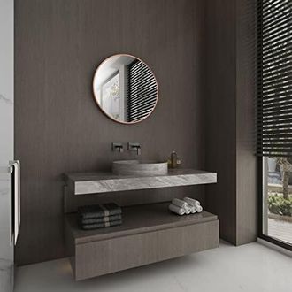 Aurlane Badezimmerspiegel, rund, 60 cm Durchmesser, Kupfer-Finish - Ring Brass 60