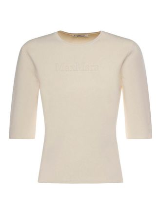 Max Mara Rundhalspullover - Wei&szlig;