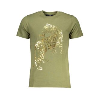 Cavalli Druck Logo Rundhals T-Shirt - - Tops - Herren - Gr&uuml;n - M
