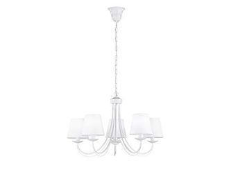 Trio Lustre, Cortez 5xE14, max.28,0 W Tissu, Blanc, Corps: metal, blanc mat Ø:66,0cm, H:150,0cm IP20