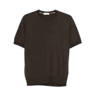 Paolo Pecora Homme, Pulls, Brun, Taille: M T-shirt en maille &agrave; manches courtes et col rond