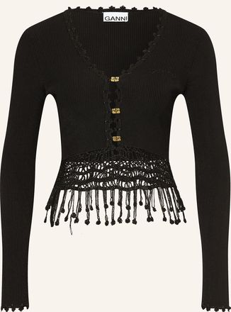 Ganni Strickjacke Shiny schwarz
