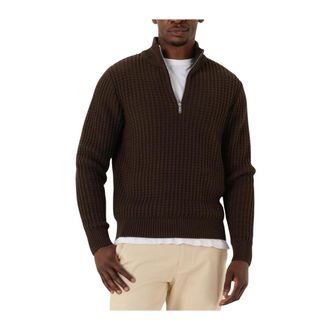 Selected Slhtom LS Knit Structure Half Zip - - Knitwear - Herren - Braun - XL