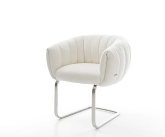 DELIFE Freischwinger Jada-Flex Boucl&eacute; Soft Beige Freischwinger flach Edelstahl Taschenfederkern, Esszimmerst&uuml;hle