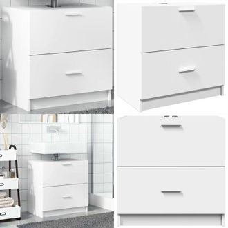 vidaXL Vidaxl - Waschbeckenunterschrank Wei&szlig; 59x37x59 cm Holzwerkstoff - Waschtischunterschrank - Badezimmerm&ouml;bel - Holzwerkstoff - Wei&szlig;er Badschrank