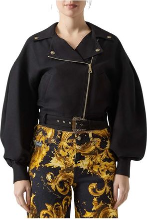 Versace Jeans Couture Femme, Vestes, Noir, Taille: 34 FR Veste Courte en Lin et Viscose