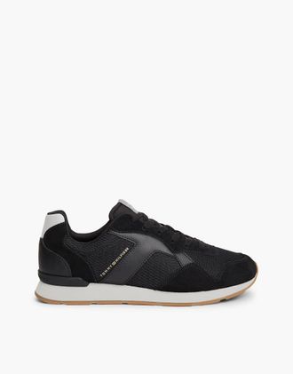 Tommy Hilfiger Logo-Sneaker mit Materialmix in Hydrogen Grey-Grau