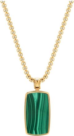 Nialaya Homme, Accessoires, Jaune, Taille: 2XL Collier Plaque dIdentit&eacute; en Malachite Verte