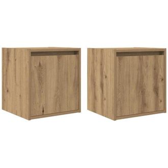 vidaXL Wand-Nachttische 2 Stk. Artisan-Eiche 38x34x40 cm Vidaxl