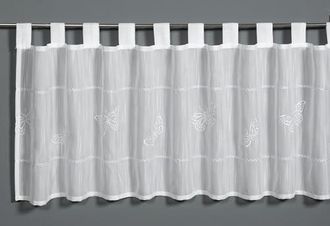 Gardinia Sehlbach Bistrogardine Stickerei Schmetterling, Weiß, 140 x 48 cm Bistrogardine, Schmetterlingsstickerei, Lichtdurchlässig, Einfache Dekoration, Öko-T
