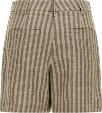 Brunello Cucinelli Striped Linen Blend Bermuda Shorts - Beige