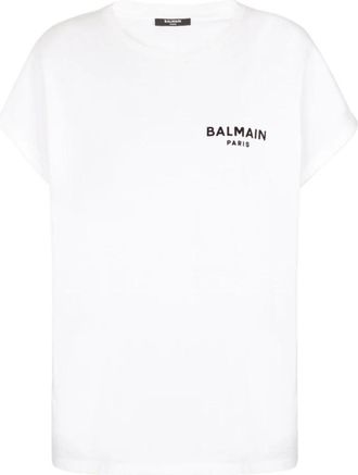 Balmain Femme, Tops, Blanc, Taille: 36 FR T-shirt avec logo Paris floqu&eacute;
