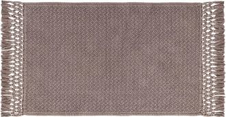 Loberon Badematte Faelwyn - Makramee-Fransen - Dichter Flor - Waschbar - Badeteppich - Badtextilien - Baumwolle, grau