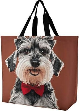 Generic Chiens Schnauzer Mignons &Agrave; LHuile Sac Courses Imperm&eacute;able Tote Bag D&eacute;contract&eacute; Sac A Main Femmes Pour Quotidienne Gym Shopping