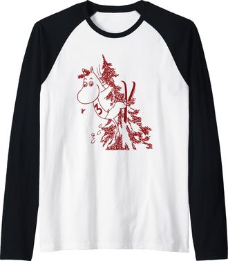Moomin Red Moomintroll Skifahren fliegt in Baum Wintersportspiele Raglan