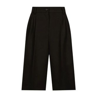 Dolce & Gabbana Femme, Shorts, Noir, Taille: 36 FR Shorts en Gabardine Noire avec Bordure en Satin