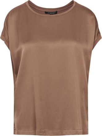 Bugatti Femme, Tops, Brun, Taille: 38 FR T-shirt M&eacute;lange de Mati&egrave;res Douces