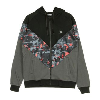 Dolly Noire Schwarzer Glitch Camo Rei&szlig;verschluss Hoodie - - Sweatshirts & Hoodies - Herren - Mehrfarbig - S