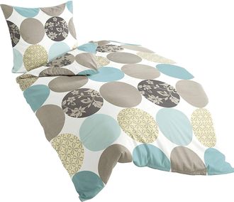 BIERBAUM Mako-Satin-Bettwäsche, Designed in Germany, 6383 türkis 02, 135x200 cm + 80x80 cm