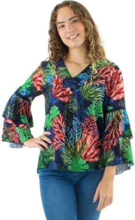 Coline Blouse Viscose Manches à Volants - Couleur : Marine - Taille : L